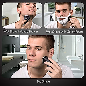 Electric Razor, MAX-T Corded and Cordless Rotary Shaver for Men with Pop Up Trimmer,IPX7 100% Waterproof Wet Dry with USB Cable, Black