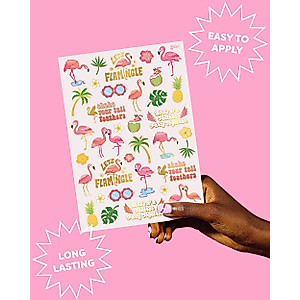 xo, Fetti Flamingo Temporary Tattoos for Kids - 50 Styles | Final Flamingle Bachelorette, Summer Birthday Party Supplies, Pool Party Favors, Palm Tree Pineapple Arts and Crafts