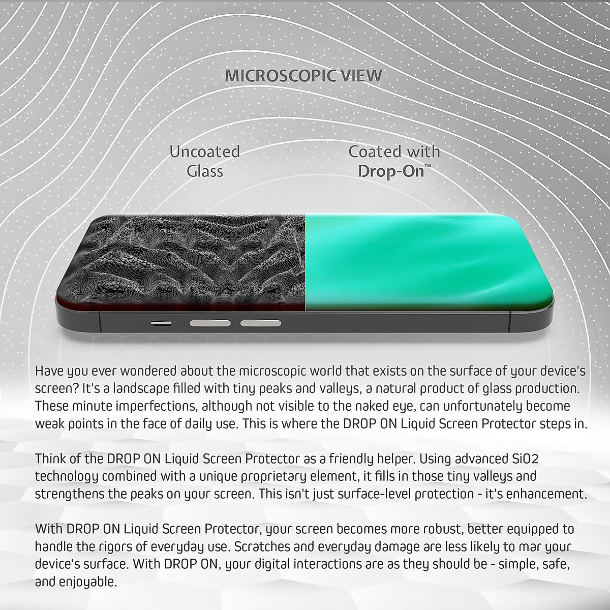 DROP ON Liquid Glass Screen Protector for up to 10 Devices - Wipe On Scratch and Crack Resistant Nano Protection for All Phones Tablets Smart Watches Universal