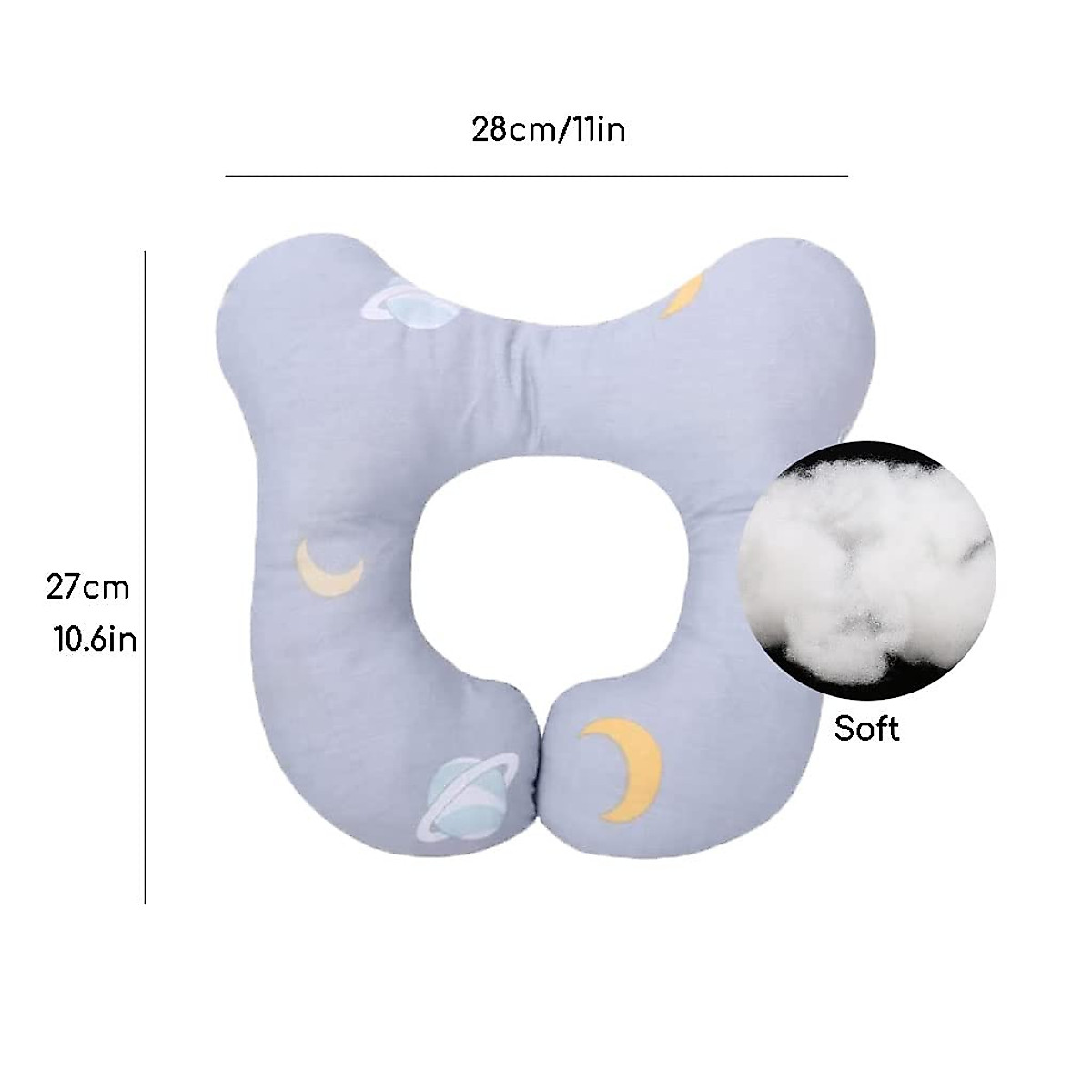Wedfull Baby Neck Pillows, Comfortable Baby Travel Head Neck Support Pillow for Car Seat Stroller Pushchair, Soft PP Cotton for 6-36 Months Toddler Infant Newborn, Cloud