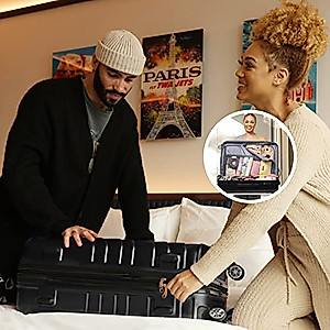 M Camel Mountain Luggage Sets 3 Piece Lightweight Durable Expandable Hard Shell Suitcase Set with TSA Lock Double Spinner Wheels - Black