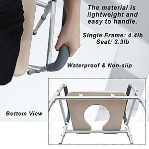 Raised Toilet Seat with Arms, Height Adjustable, 25" Width, up to 400lbs, Reinforced and Anti-Skid, Bedside Commode, Bathroom Assist Safety Frame for Elderly, Handicap