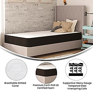 Flash Furniture Capri Comfortable Sleep 8 Inch CertiPUR-US Certified Spring Foam Hybrid Mattress, Twin Mattress in a Box