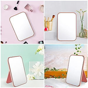 Ponpon 1Pcs Desktop Makeup Mirror, Foldable Tabletop Makeup Mirror Portable Small with Stand for Tabletop, Bathroom, Desk, Bedroom