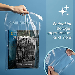 Spartan Industrial - 16” X 20” (100 Count) 2 Mil Clear Reclosable Zip Plastic Poly Bags with Resealable Lock Seal Zipper