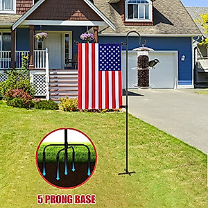 SPIPHY Garden Flag Holder Stand with Shepherd Hook, 48" Weather-Proof Garden Flag Pole with Spring Stoppers and Flag Clip Garden Flag Stand with American Flag(Without Light)