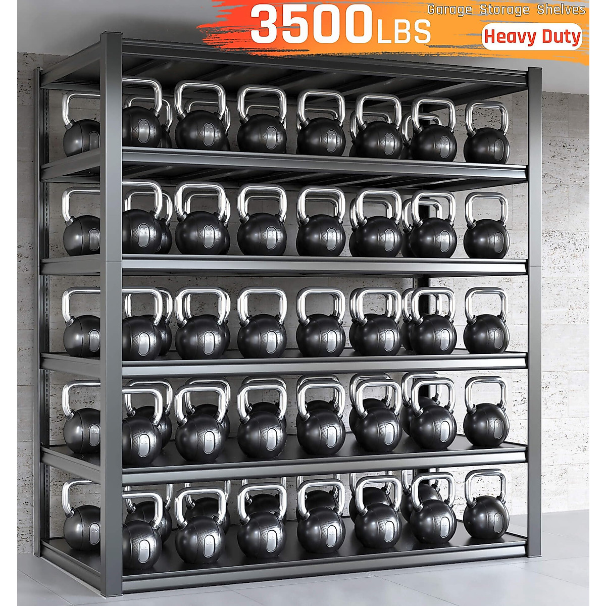 PMKES 6-Tier Heavy Duty Garage Shelving Unit, 52" W x 84" H x 24" D Garage Storage Shelves, Adjustable Industrial Shelving, Commercial Metal Shelf Rack for Warehouse, Pantry, School, Shop, Basement