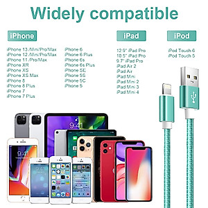 iPhone Charger Cable 5Pack【3/3/6/6/10FT】iPhone Charger Cord MFi Certified Lightning Cable, Fast iPhone Charging Cord Nylon Braided USB Lightning Cable Compatible iPhone14 13 12 11/ XS/Max/XR/X/8/7//6/