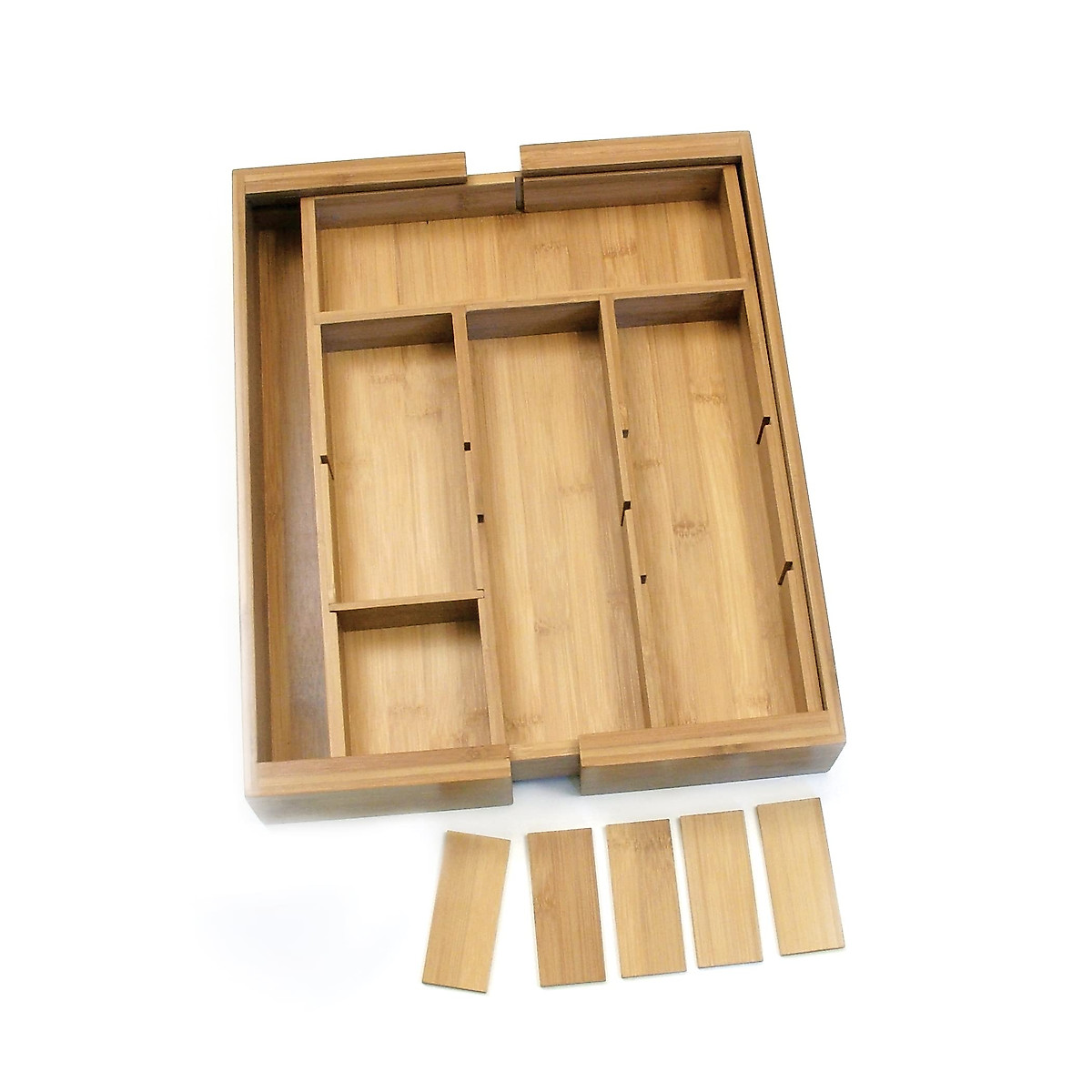 Lipper International 8882 Bamboo Wood Expandable to 18-3/4" Flatware Drawer Organizer with Removable Dividers
