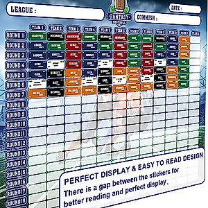 Catzvpu 2023 Fantasy Football Draft Board - Fantasy Football Draft Board for The 2023-2024 Season Kit,12 Teams 20 Rounds & 450 Label Stickers