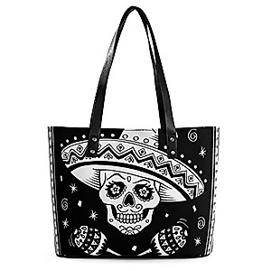 Womens Handbag Skull Leather Tote Bag Top Handle Satchel Bags For Lady
