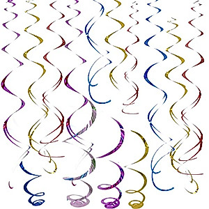 30 Pcs Hanging Swirl Party Decoration, Plastic Tassel Banner Birthday Party Decoration, Swirl Decoration for Birthday Party, Ceiling, Christmas, Graduation, Wedding(5 colors)
