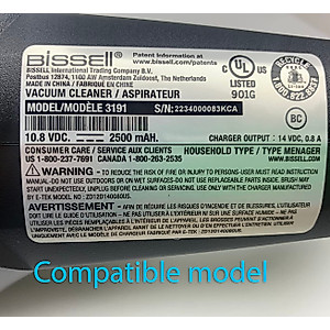 Replacement Charger for Bissell Powerlifter ION PET 2-in-1 Lightweight Cordless 3191 3191C Lithium-ion Battery 14v 800mA 2-in-1 Cordless Stick Vacuum E-Tek ZD12D140080US