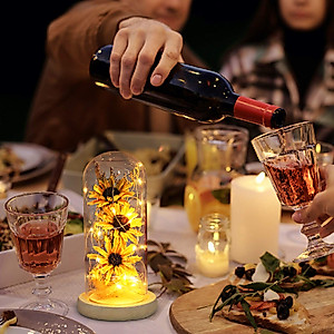 Sunflower Gifts for Women, Sunflowers Artificial Flowers in Glass Dome with LED Strip, Birthday Gifts for Mom & Grandma, Sunflower Decor on Mother's Day, Christmas, Valentine's Day (Yellow)