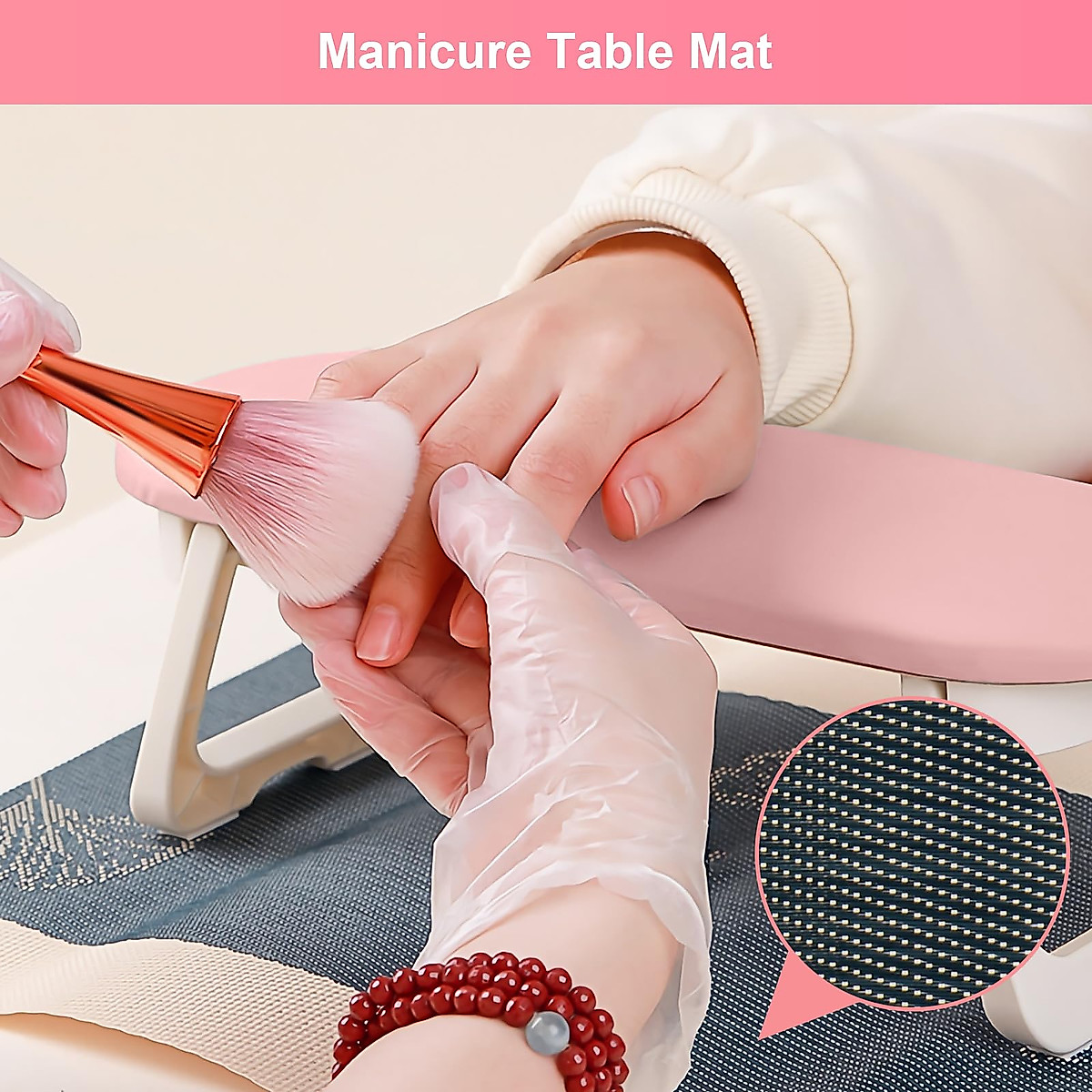Diesisa Nail Arm Rest, Foldable PU Leather Nail Arm Rest for Nails with Soft Table Mat, Soft Hand Rest for Acrylic Nails/Nail Hand Rest for Manicure Salon Use-Pink