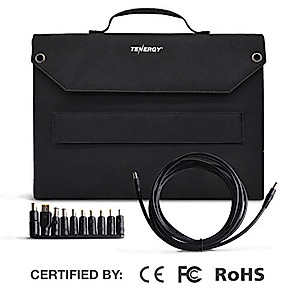 Tenergy Foldable 60W Solar Panel Charger for Camping Power Supply, Portable Power Chargers, and Power Packs, Outputs Includes DC, USB-C, and 2X USB-A Ports