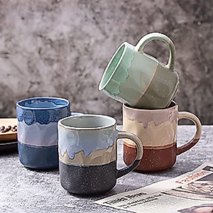 Cutiset 15 Ounce Ceramic Lava Mugs, Unique Glazed Microwave Safe and Oven Safe Coffee Mug Set of 4, Multicolor