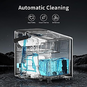 Antarctic Star Countertop Ice Maker Portable Ice Machine with Handle,Self-Cleaning Ice Makers, 26Lbs/24H, 9 Ice Cubes Ready in 6 Mins, S/L, for Home Kitchen Bar Party (Black)