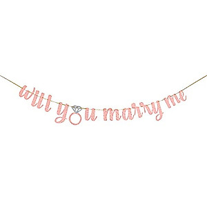 Rose Gold Will You Marry Me Banner - for Proposal Party, Wedding Sign, Bridal Shower, Valentine's Day Garland, Marriage Engagement Party Supplies