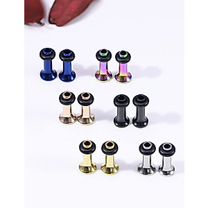 Vsnnsns 10G 316L Surgical Stainless Steel Ear Gauges Tunnel Plug Earrings Expander Stretcher Piercings Jewelry for Women Men 6 Pairs 10 Gauge 2.5mm