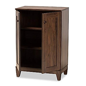 Baxton Studio Nissa Walnut Brown Finished Wood 2-Door Shoe Storage Cabinet
