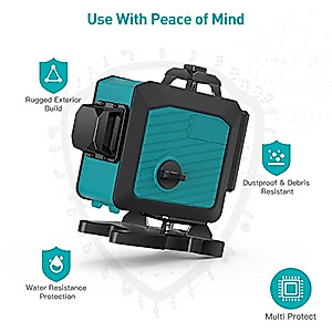 Laser Level 360 Self Leveling, Elikliv Bluetooth Lazer Level, 200Ft Outdoor Robust Indoors, 4D Green Cross Line Nivel Laser, 4x360 Self Leveling Laser Level for DIY or Professional Job Site