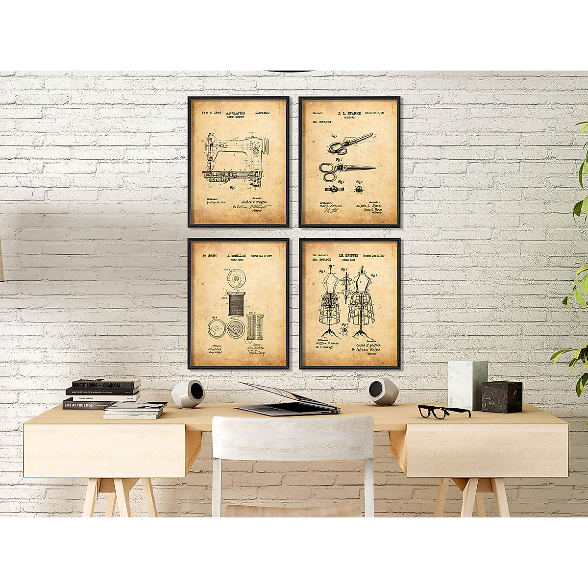 Sewing Patent Poster Set Sewing Room Art Craft Room Decor Sewing Machine Dressform Mannequin Seamstress Wall Decor Sewing Room Artworks Tailors Wall Art Gift For Sewer 8x10 Unframed Print Set