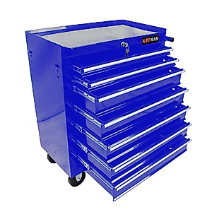 Rolling Tool Cart with Drawers and Wheels Mechanics Tool Cabinet Heavy Duty Lockable Tool Chest Multifunctional Tool Cart (7 Drawers, Blue)