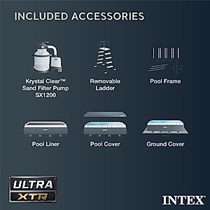Intex Ultra 18 Foot XTR Rectangular Metal Frame Swimming Pool Set w/Pump Filter
