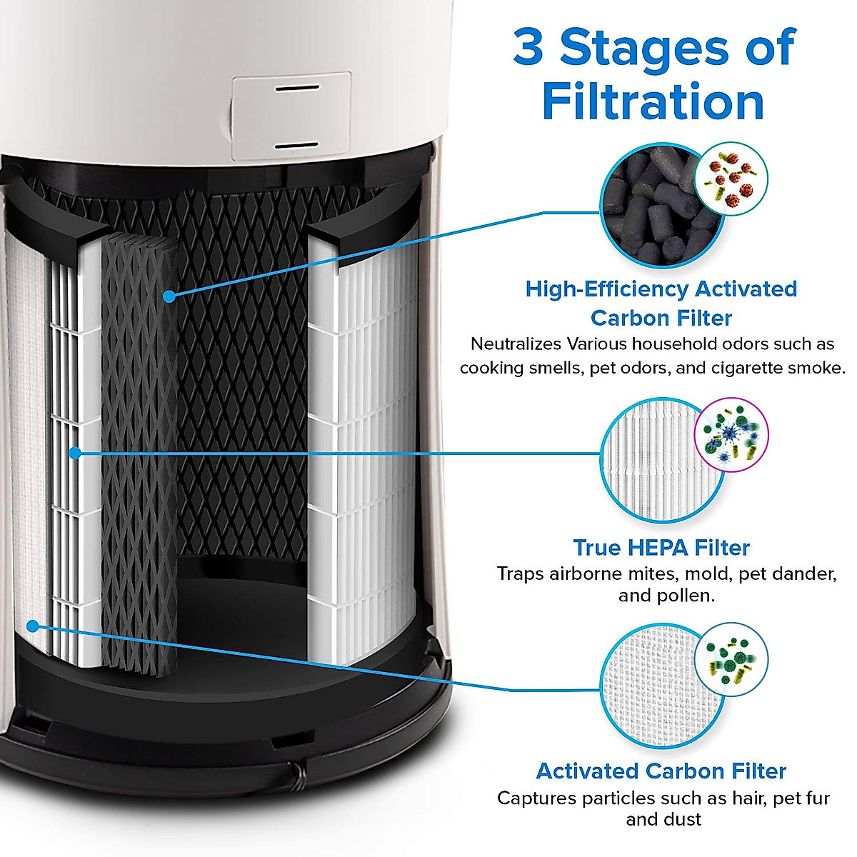 LEVOIT Air Purifier Replacement Filters Set with Activated Carbon | HEPA