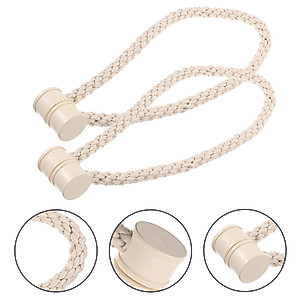 iplusmile 2 Pcs Curtain Magnetic Button Curtain Ties Weave Rope Curtain Tiebacks Woven Rope Curtain Tiebacks Magnetic Drape Curtain Tiebacks Weave Rope Curtain Tie Backs Cotton No Punching