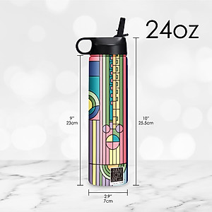 RainCaper 18/8 Stainless Steel Insulated Water Tumbler with Straw | 24oz, BPA-Free, Double Wall for Hot & Cold | Travel-Friendly, Cup Holder Ready (Frank Lloyd Wright Saguaro Forms)