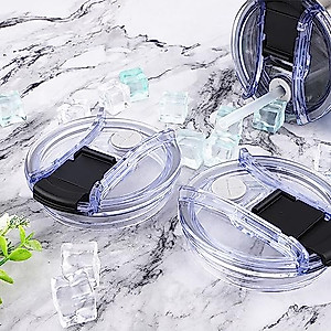 2pcs Replacement Lid for Stanley Quencher, No Spill Travel Tumbler Lids Replacement Tumbler Lids 40 oz No Leakage Plastic Replacement Lids Tumbler Cup Lids for Stanley Cup (Black, Threaded)
