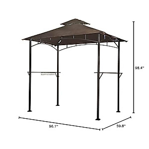 Coen L-GG001PST-F 8' X 5' Soft Top Brown Double Tiered Canopy 4Pcs Led Gazebo Grill