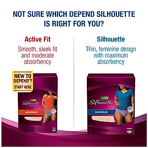 Depend Silhouette for Women Incontinence Briefs, Maximum Absorbency, Large/X-Large, 10Count
