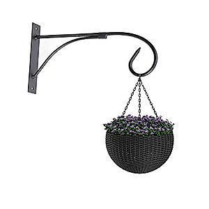 Hemoton Good Black Wrought Iron Flower Pot Rack Indoor Retro European Wall Hanging Flower Shelf Living Room Garden Balcony Bonsai Pot Rack Stand