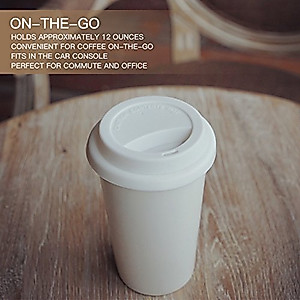 UDMG Reusable Double Wall Insulated White Ceramic Travel Coffee Cup with Lid & Sleeve, 12 fl.oz, I Am Not a Paper Cup…