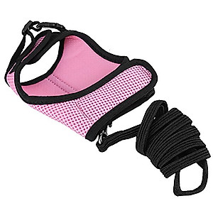 No Pull Comfort Padded Vest, Soft Mesh Elastic Cotton Safe Belt Durable Nylon Pig Harness Leash for Rats Iguana Hamster Bearded Dragon(Pink L)