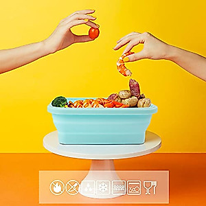 KUFUNG Collapsible Silicone Food Storage Container Stackable - Space Saving | Microwaveable | Freezer, Dishwasher Safe| BPA Free|Collapsible Leftover or Meal Prep Lunch Box Containers (Blue, 1200ml)