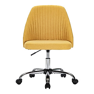 Home Office Chair, Mid-Back Armless Twill Fabric Adjustable Swivel Task Chair for Small Space, Living Room, Make-up, Studying