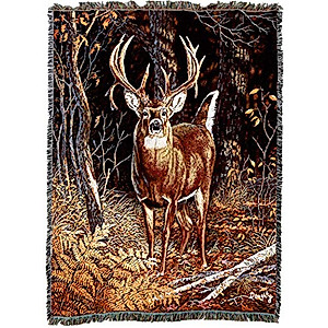 Pure Country Weavers Bad Attitude Deer Blanket by Terry Doughty - Wildlife Lodge Cabin Gift Tapestry Throw Woven from Cotton - Made in The USA (72x54)