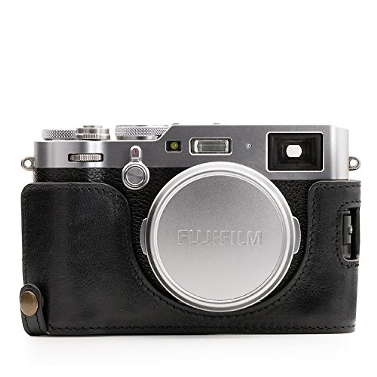 Megagear Fujifilm X100F Ever Ready Genuine Leather Camera Half Case And Strap, With Battery Access - Black - MG1281