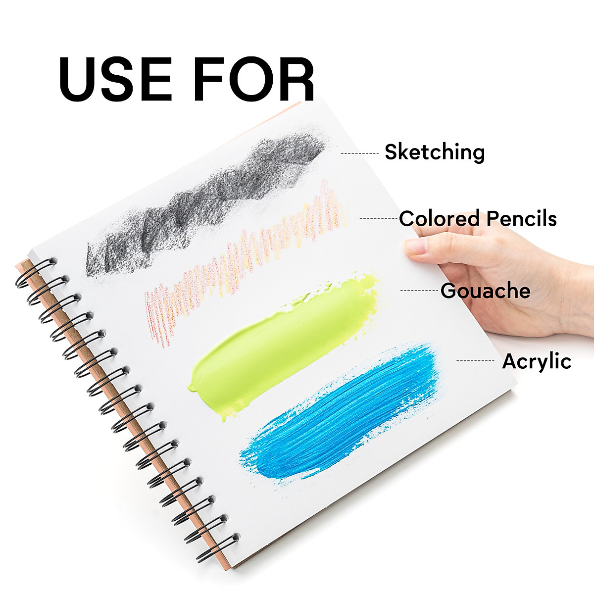 HIMI Gouache Pad 8.5X8.5''(98lb/160g) 50 Sheets Mix Paper Pad, Side Wire Bound, Fine Texture, in Gouache Acrylic Art Pad for Sketching, Ink Sketch Book, Art Supplies Drawing Pad Gift （Green）