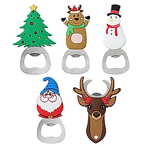 Magnetic Beer Bottle Opener 5 Pcs, Christmas day Cute Fridge Magnet Corkscrew Home Decoration Easy to Store, Beer Perfect Festival Gifts for Men Women Mother Friends Girlfriend and Boyfriend