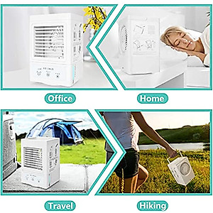 Air Conditioner Portable for Room, Evaporative Compac Air Cooler with 3 Cooling Levels, 3 Wind Speeds, 700ml Water Tank For Home,Office