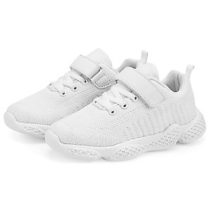 Santiro White Girls Tennis Shoes Fashion Boys Sneakers Lightweight Breathable Little Kids Size 12.5 M US