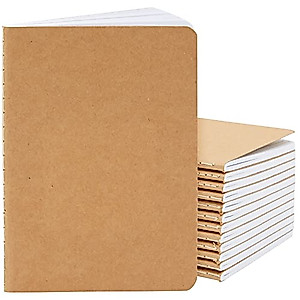 12-Pack Kraft Paper Notebooks A6 Size, 4x6 In Writing Journal with 80 Lined Pages, Notebook Set for Students, Writing, Classroom, Travel, Business, Office Supplies