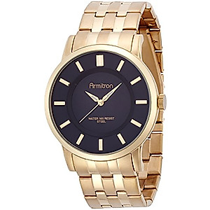Armitron Men's 20/4962BKGP Black Sunray Dial Gold-Tone Bracelet Watch