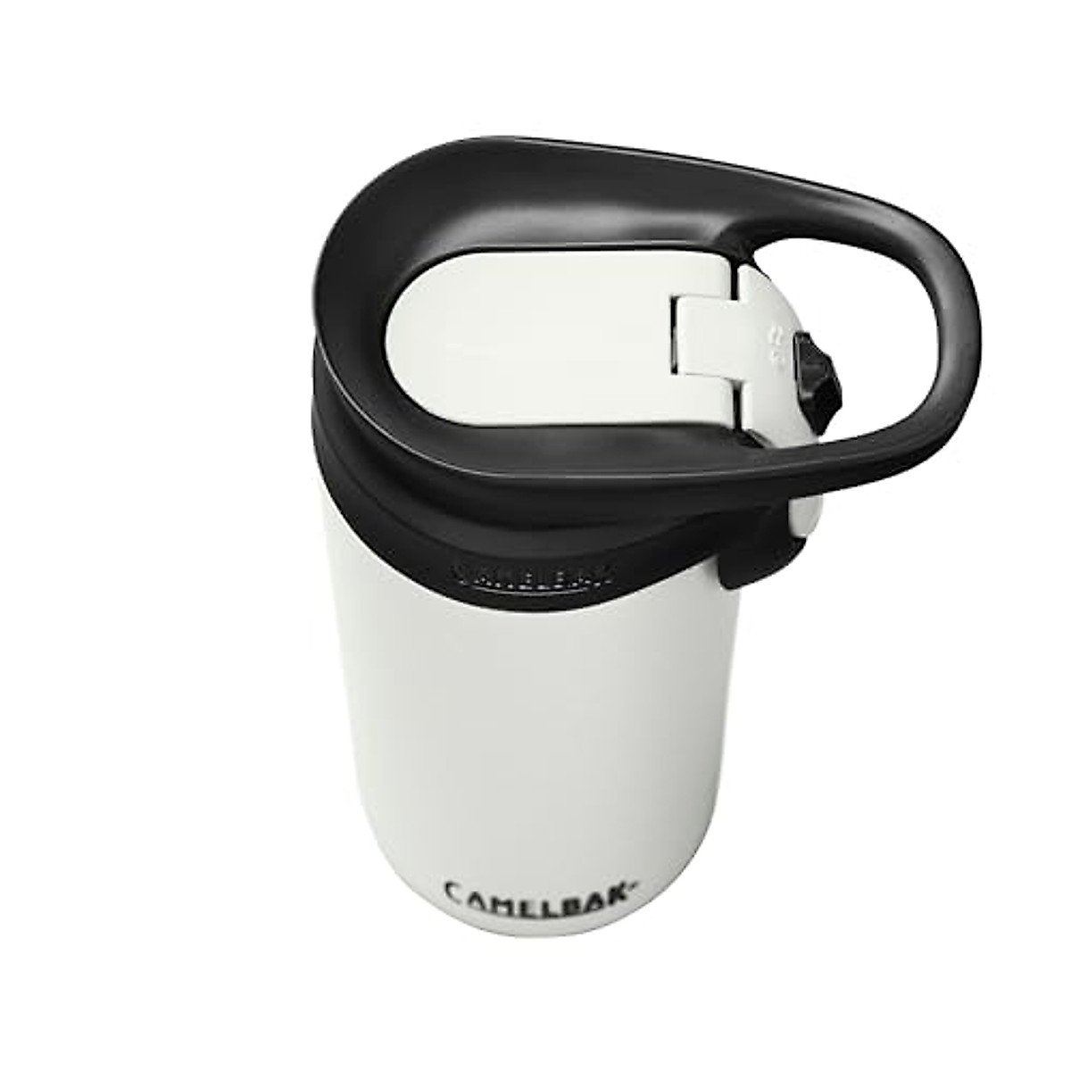 CamelBak Forge Flow Coffee & Travel Mug, Insulated Stainless Steel - Non-Slip Silicon Base - Easy One-Handed Operation - 12oz, White