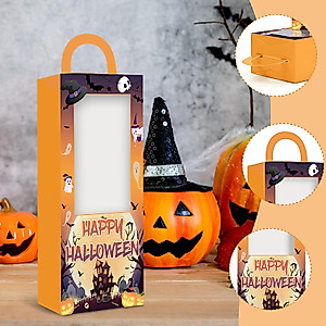 12PCS Halloween Party Favor Boxes Trick or Treat Gift Candy Boxes Happy Halloween Goodie Bag Candy Boxes for Halloween Birthday Halloween Party Decor Supplies (4.8 x 4.8 x 9.5 in)